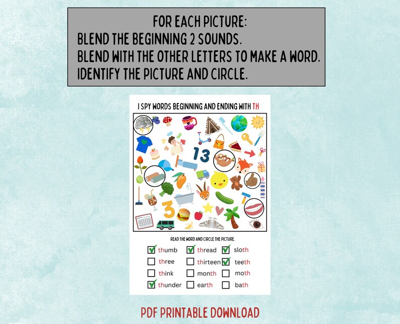 Digraph Printable I Spy Game,digraph Worksheets,learn to Read,phonics ...