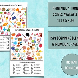 Consonant Blends I Spy Game: Phonics Worksheets (digital Download) - Etsy