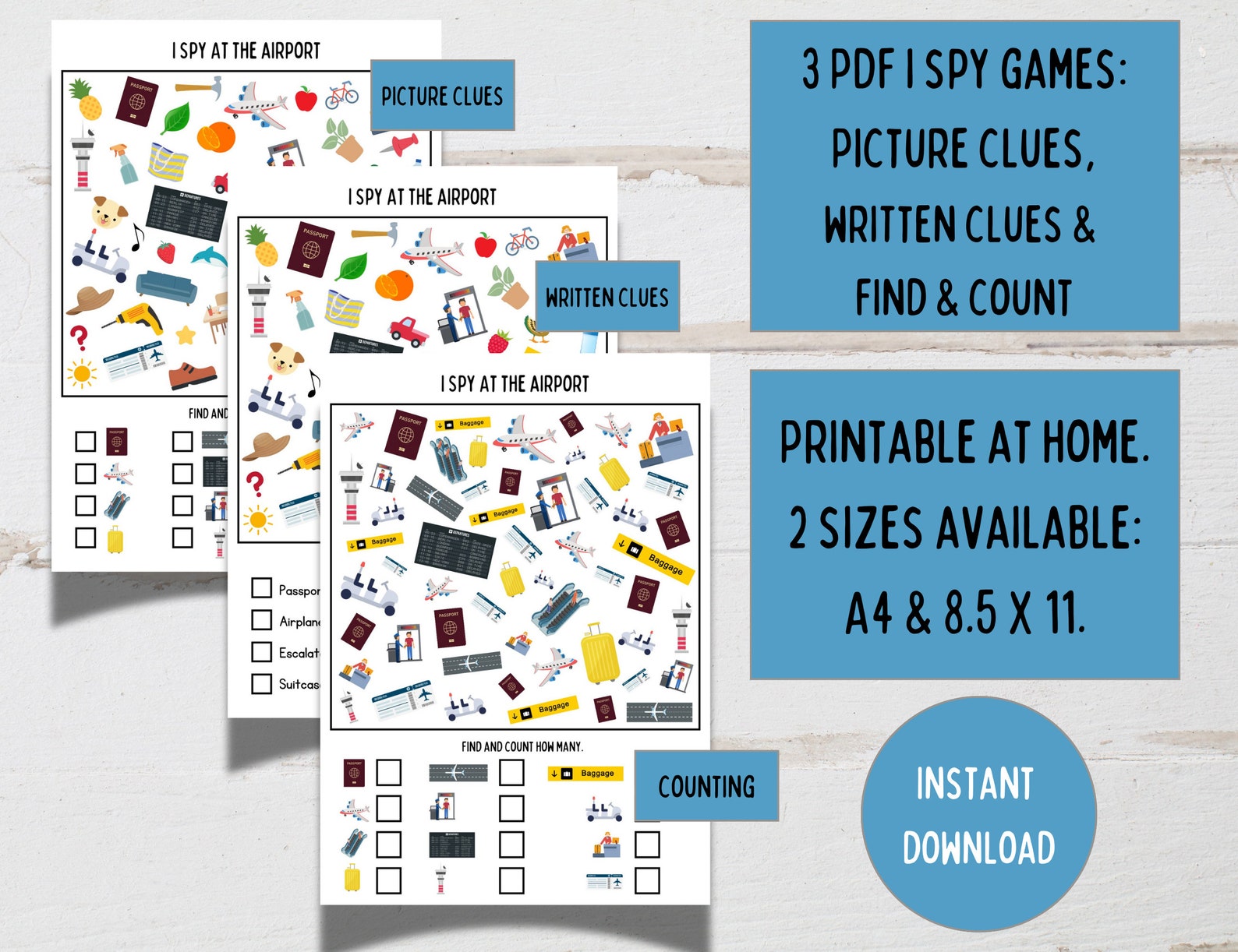 Printable Airport I Spy Game Kids, Travel Look and Find, Airplane I Spy ...