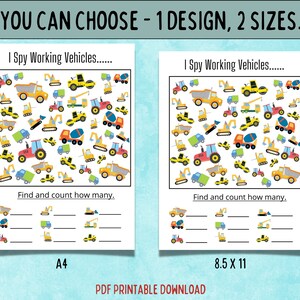 I Spy Game, Preschool Worksheets, I Spy Construction, Kindergarten ...