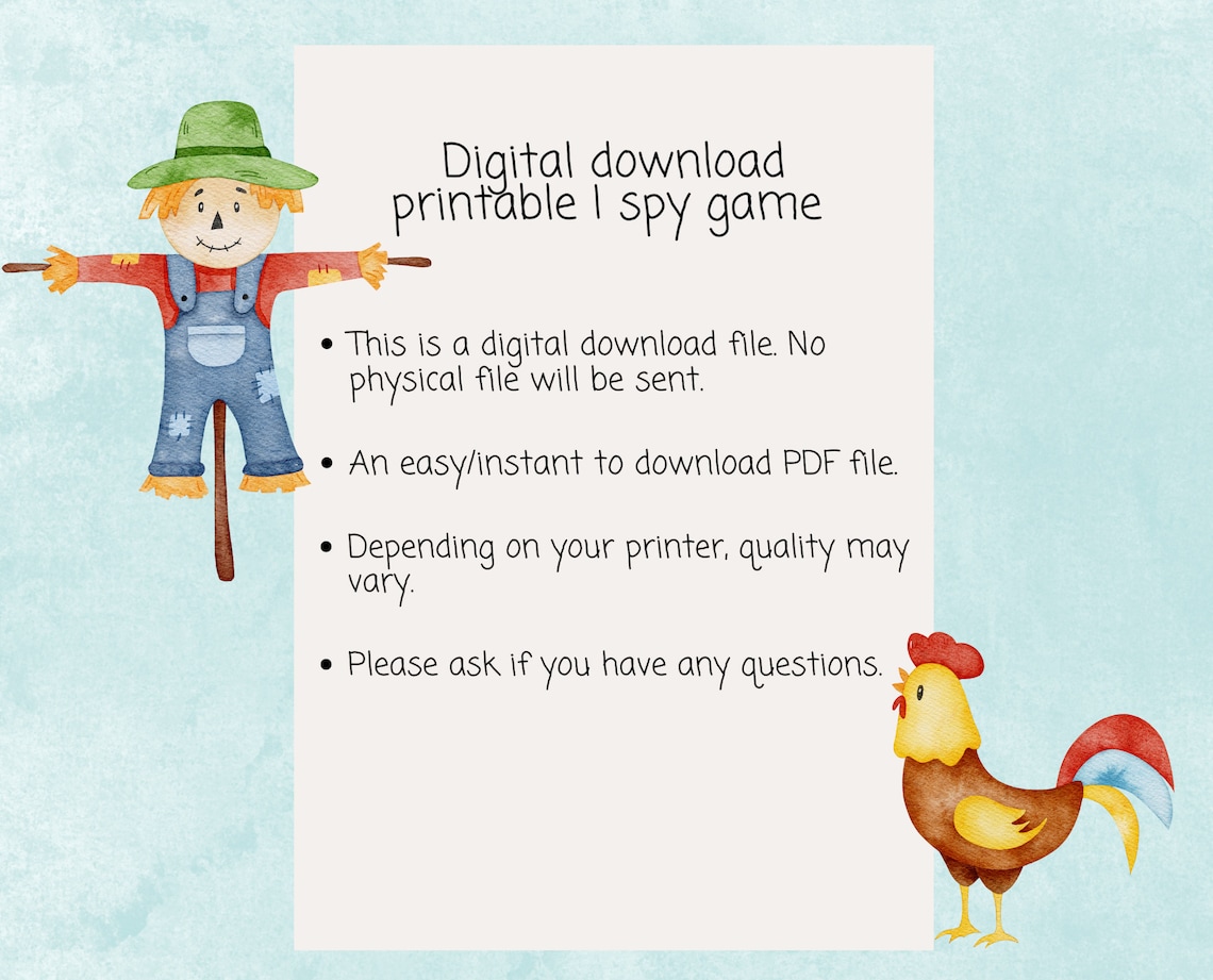 I Spy Game Preschool Worksheets I Spy on the Farm - Etsy