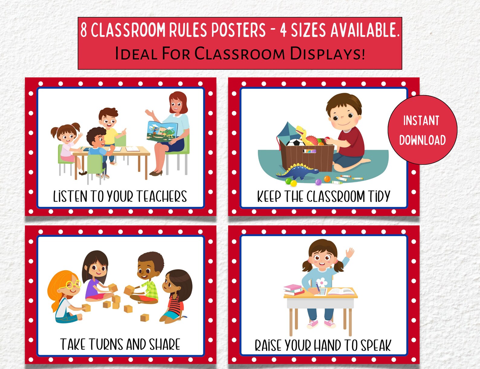 Classroom Rules Poster Pack Printable,classroom Rules Display,bulletin ...
