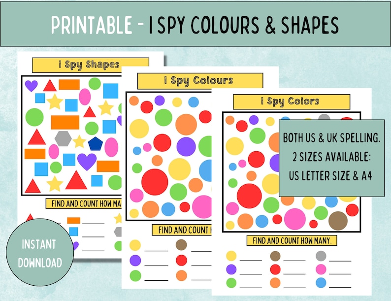 I Spy Printable Activities for Preschool, I Spy Counting Games, Look ...