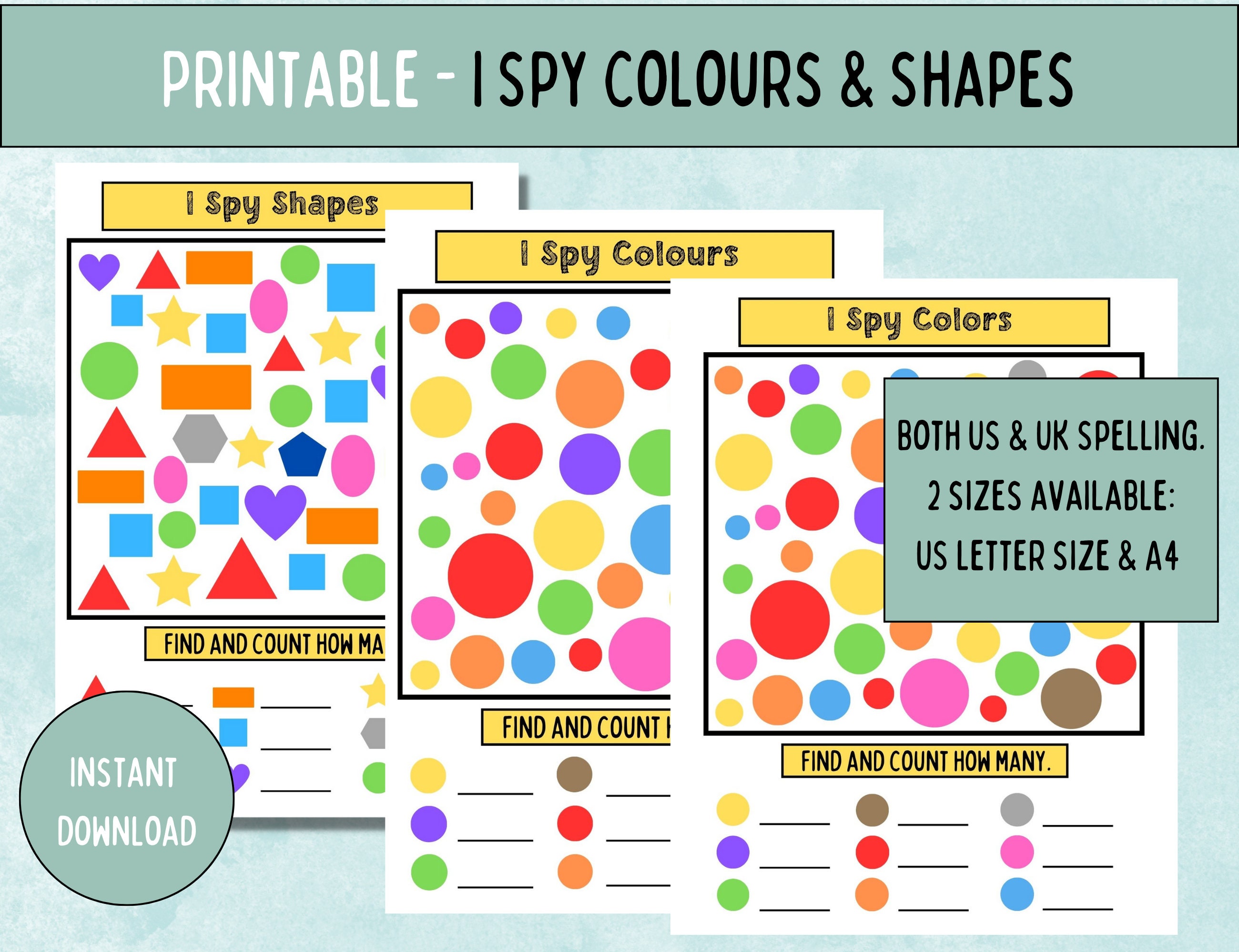 I Spy Printable Activities for Preschool, I Spy Counting Games, Look ...