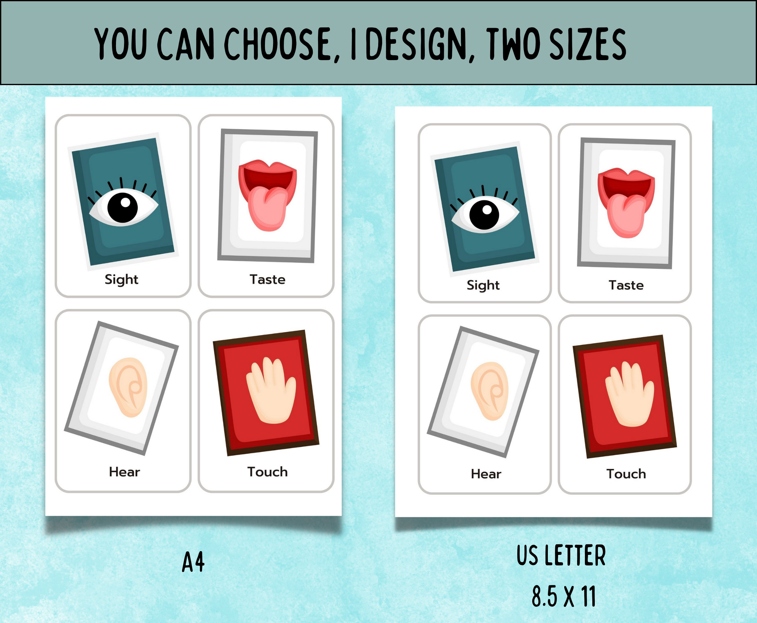 My Senses Flash Cards, 25 Printable Senses Cards,instant Download,pdf ...