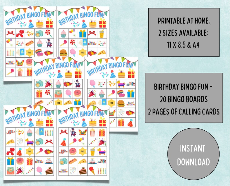 Birthday Bingo Printable Gamebirthday Bingo Birthday Kids - Etsy