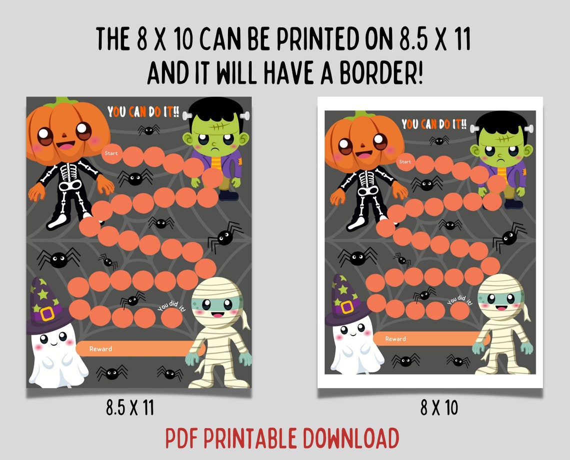 Halloween Reward Chart Printable Daily Chore Chart Kids - Etsy