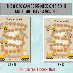 Printable Construction Reward Chart, Digger Sticker Chart, Truck Chore ...
