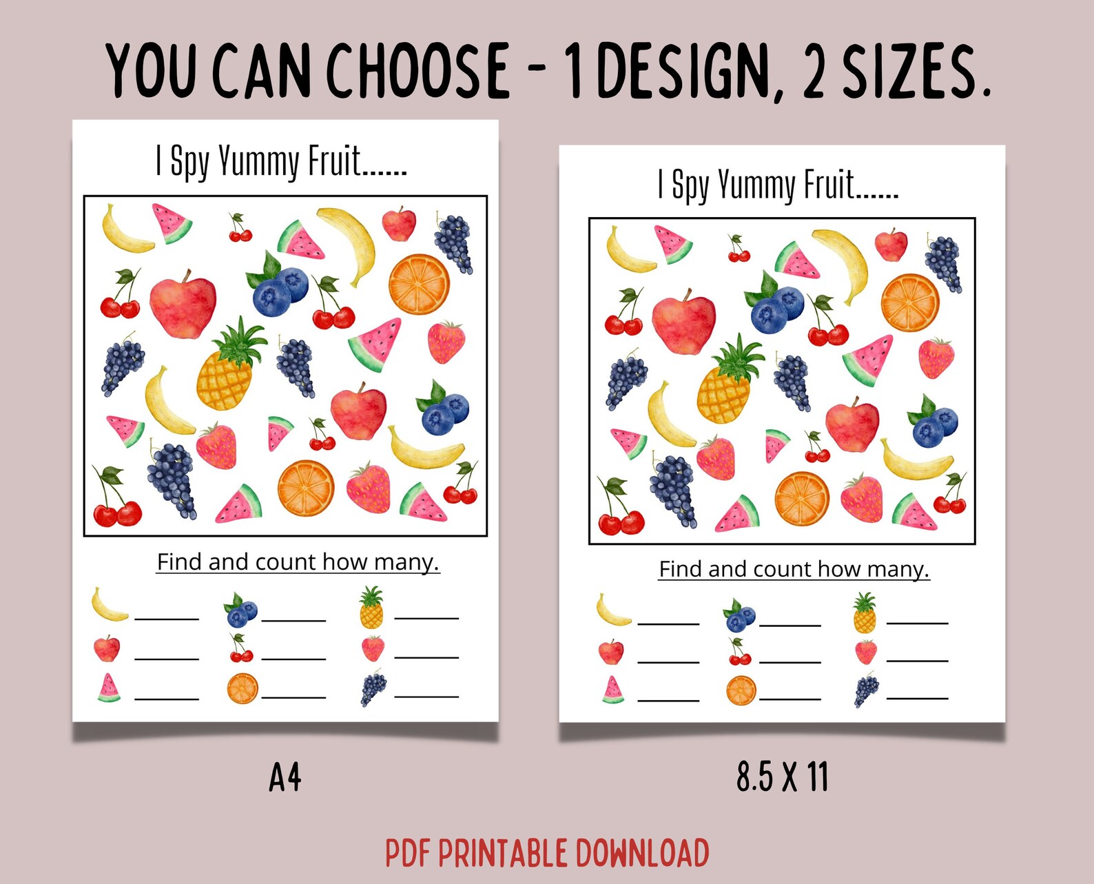 I Spy Game Preschool Worksheets I Spy Fruit Kindergarten - Etsy