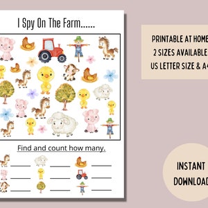 I Spy Game Preschool Worksheets I Spy on the Farm - Etsy