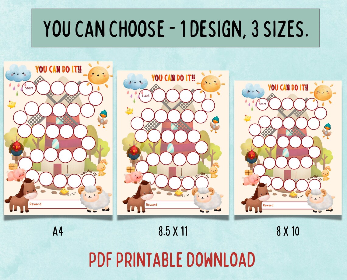 Printable Farm Reward Chart,kid Behaviour Chart,farm Animal Sticker ...