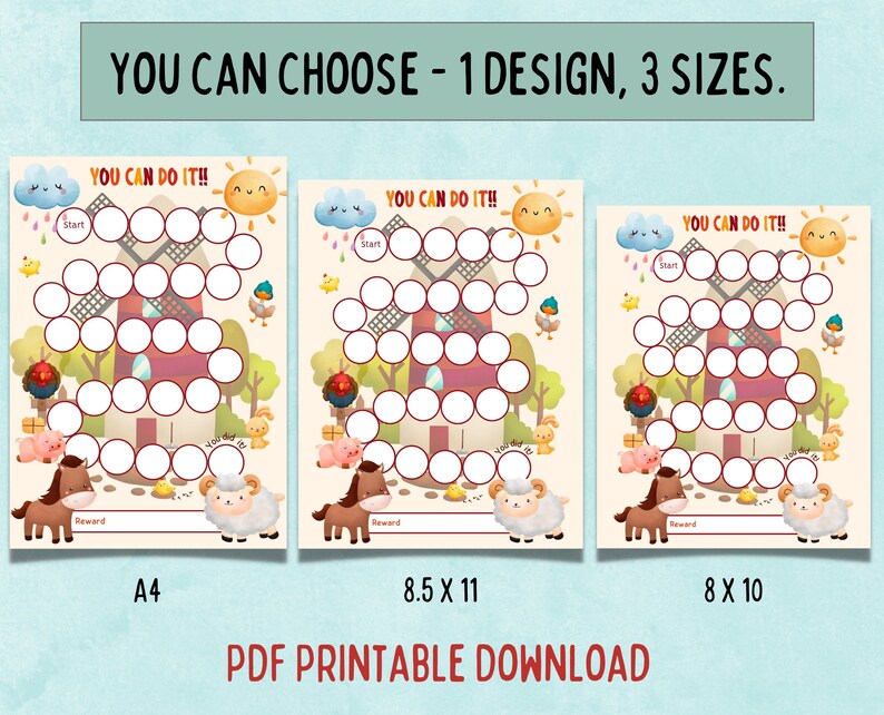 Printable Farm Reward Chart,kid Behaviour Chart,farm Animal Sticker ...