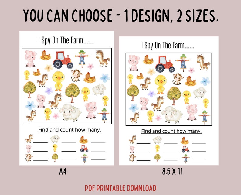 I Spy Game Preschool Worksheets I Spy on the Farm - Etsy