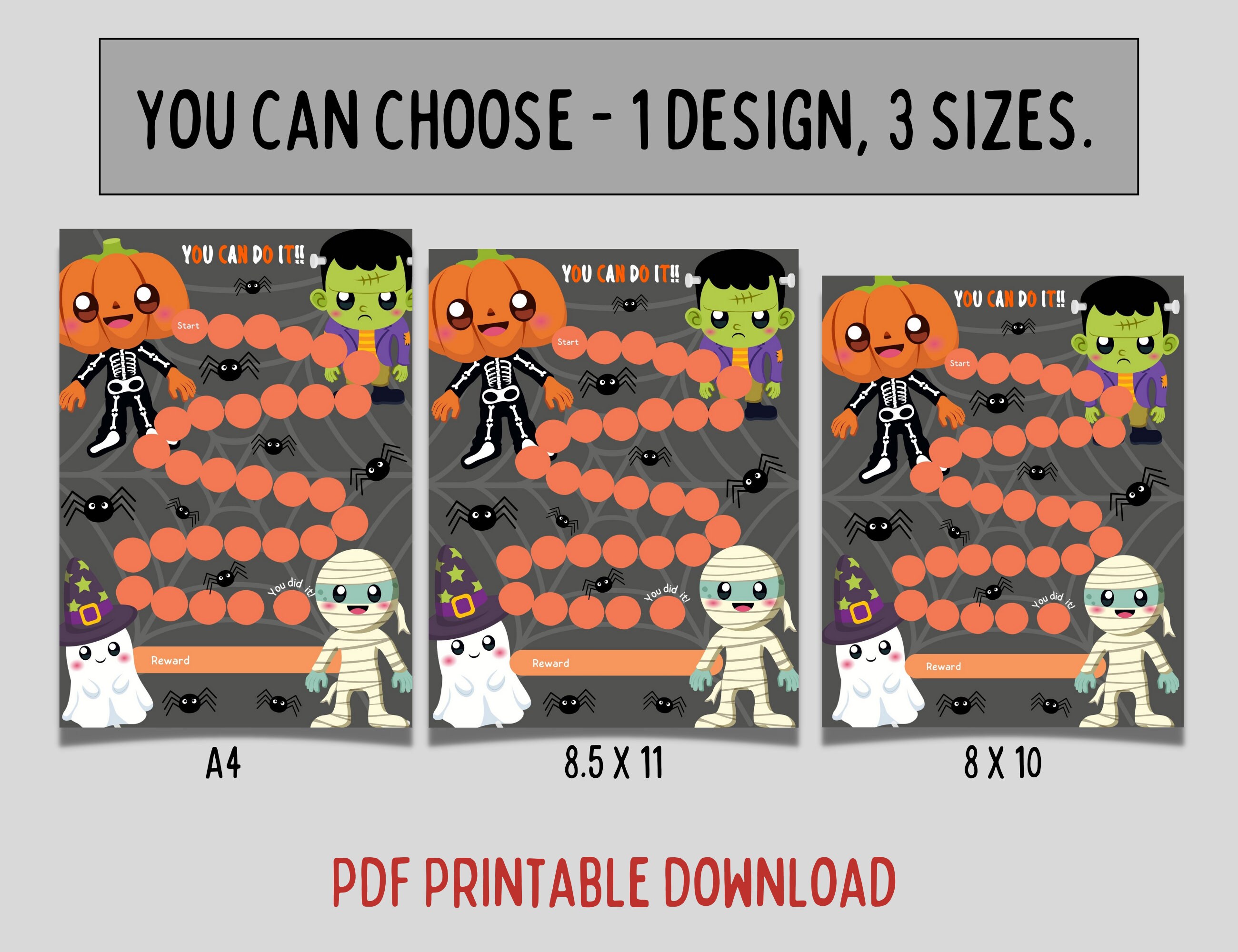 Halloween Reward Chart, Kids Behavior Tracker, Potty Training Sticker ...