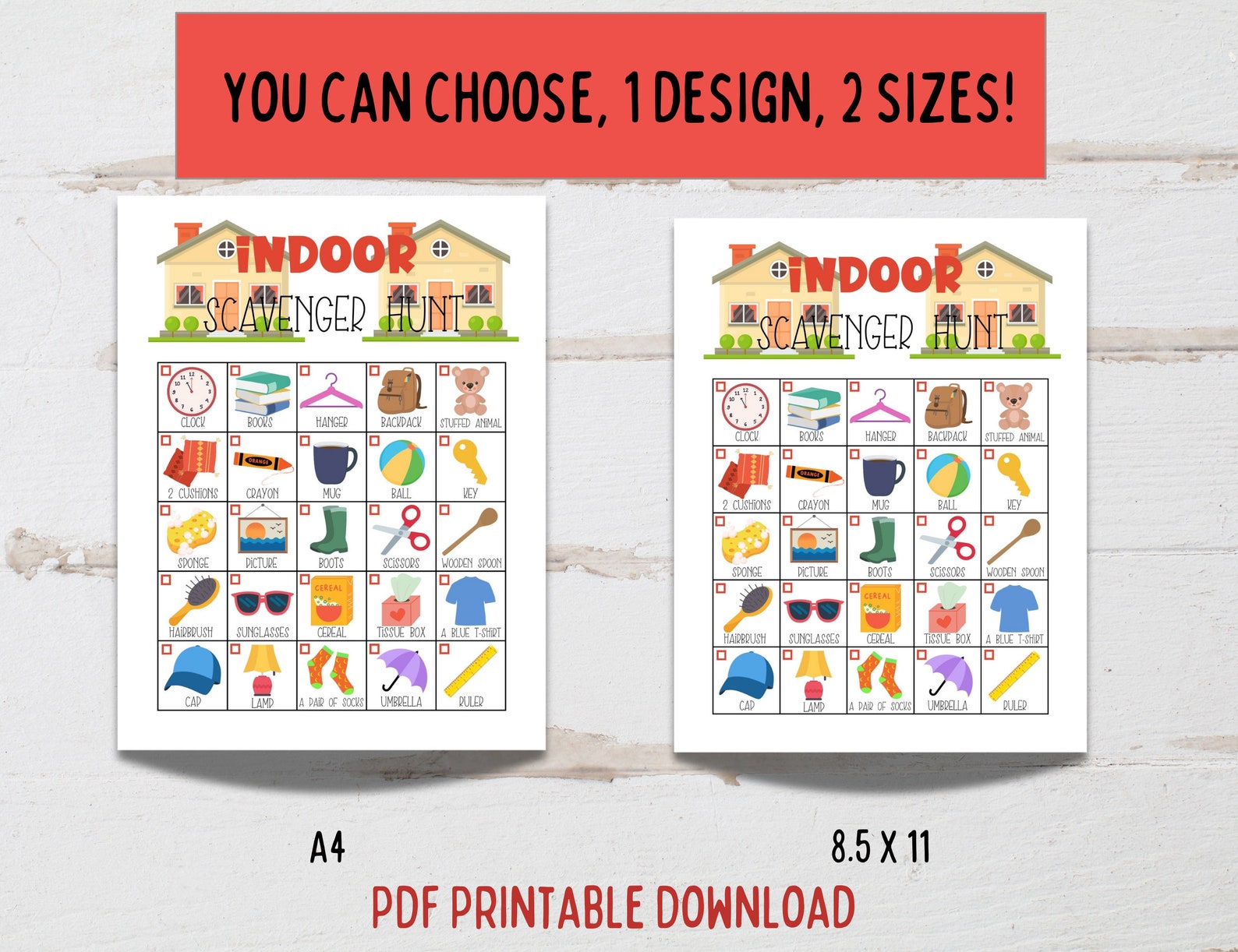 Printable Indoor Scavenger Hunt Kids, Indoor Look and Find, Home ...