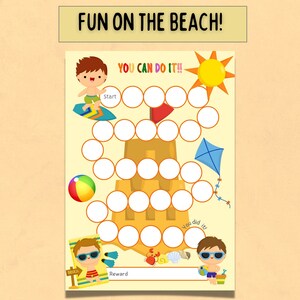 Printable Sticker Chart, Beach Reward Chart, Summer Behavior Chart Kids ...