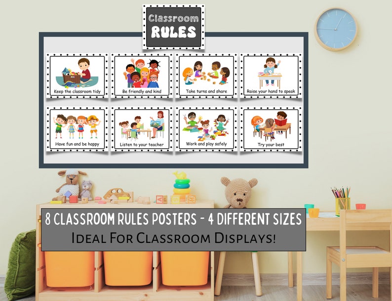 Classroom Rules Poster Set: Elementary Teacher Display (digital ...