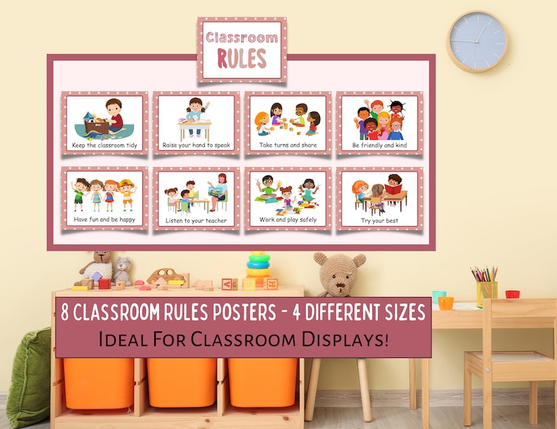 Classroom Rules Poster Set: Elementary Teacher Decor (digital Download ...