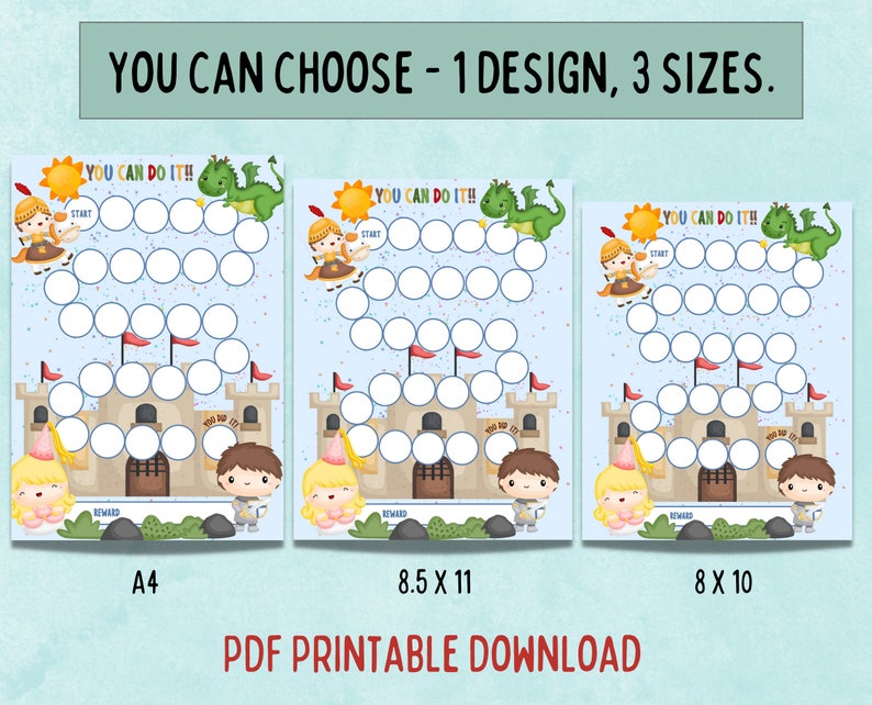 Printable Knights Reward Chart, Kids Daily Chore Chart, Boys Sticker ...