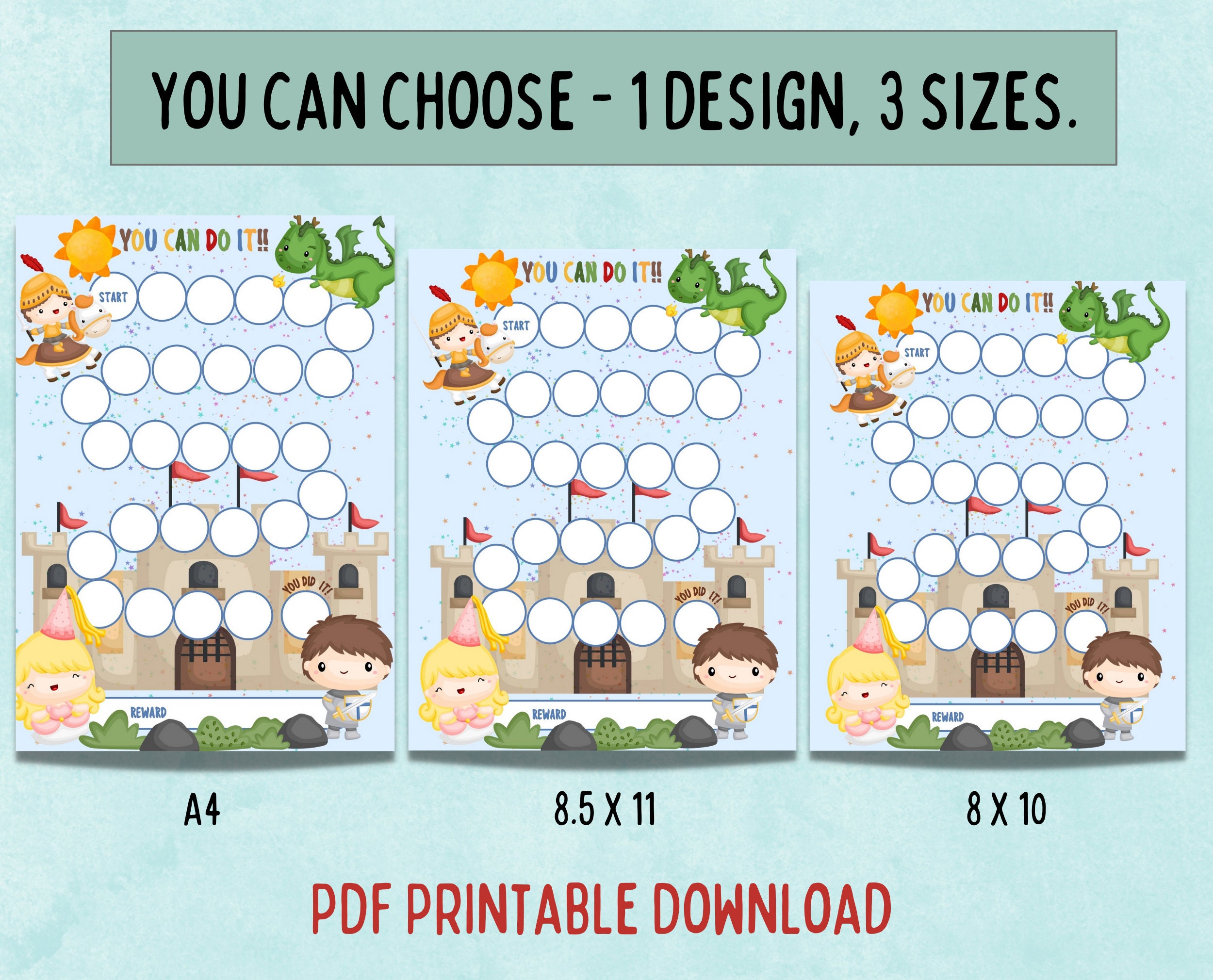 Printable Knights Reward Chart, Kids Daily Chore Chart, Boys Sticker ...