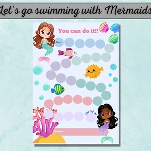 Printable Mermaid Reward Chart, Daily Chore Chart, Star Chart, Under ...