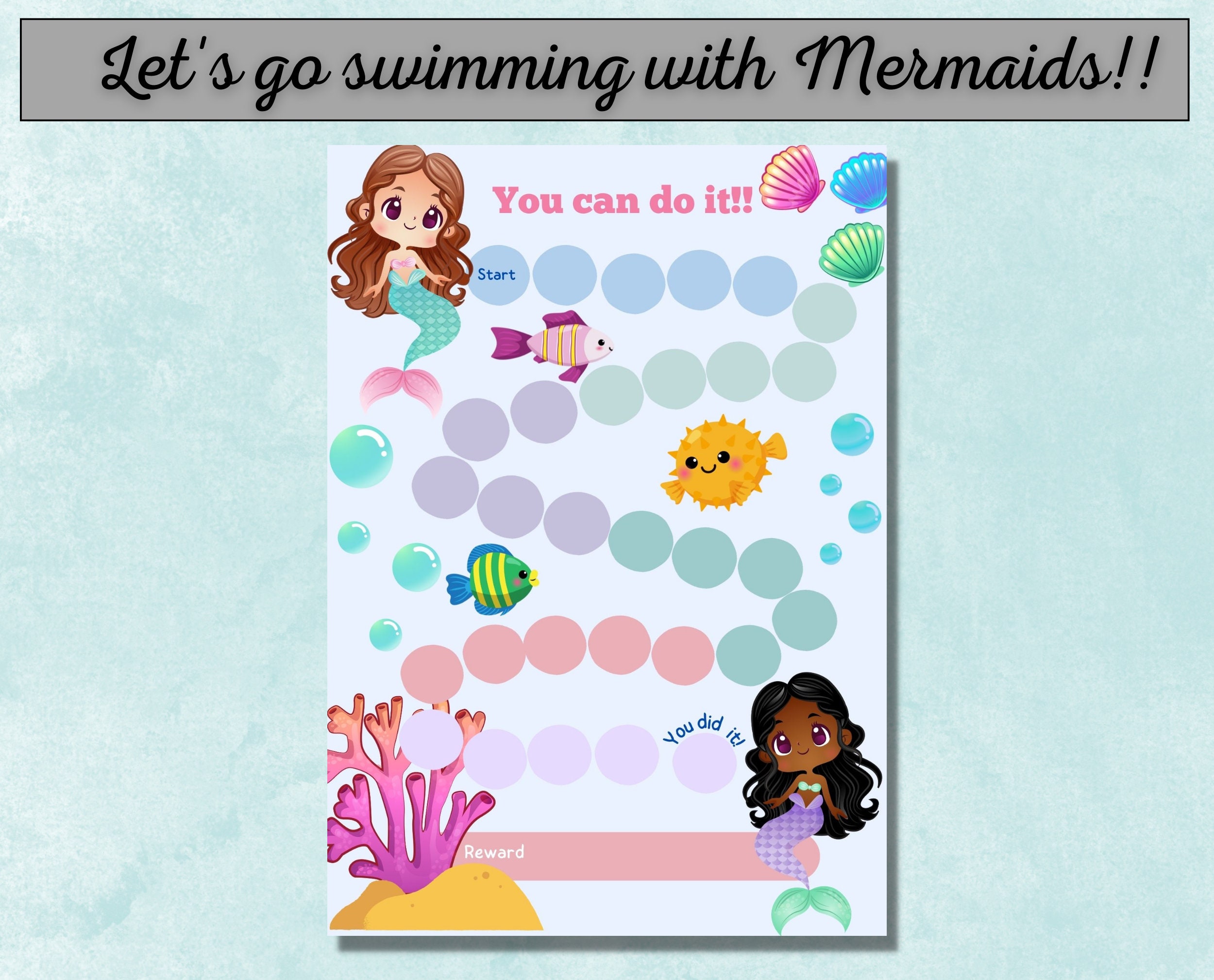 Printable Mermaid Reward Chart: Kids Chore Chart (digital Download) - Etsy