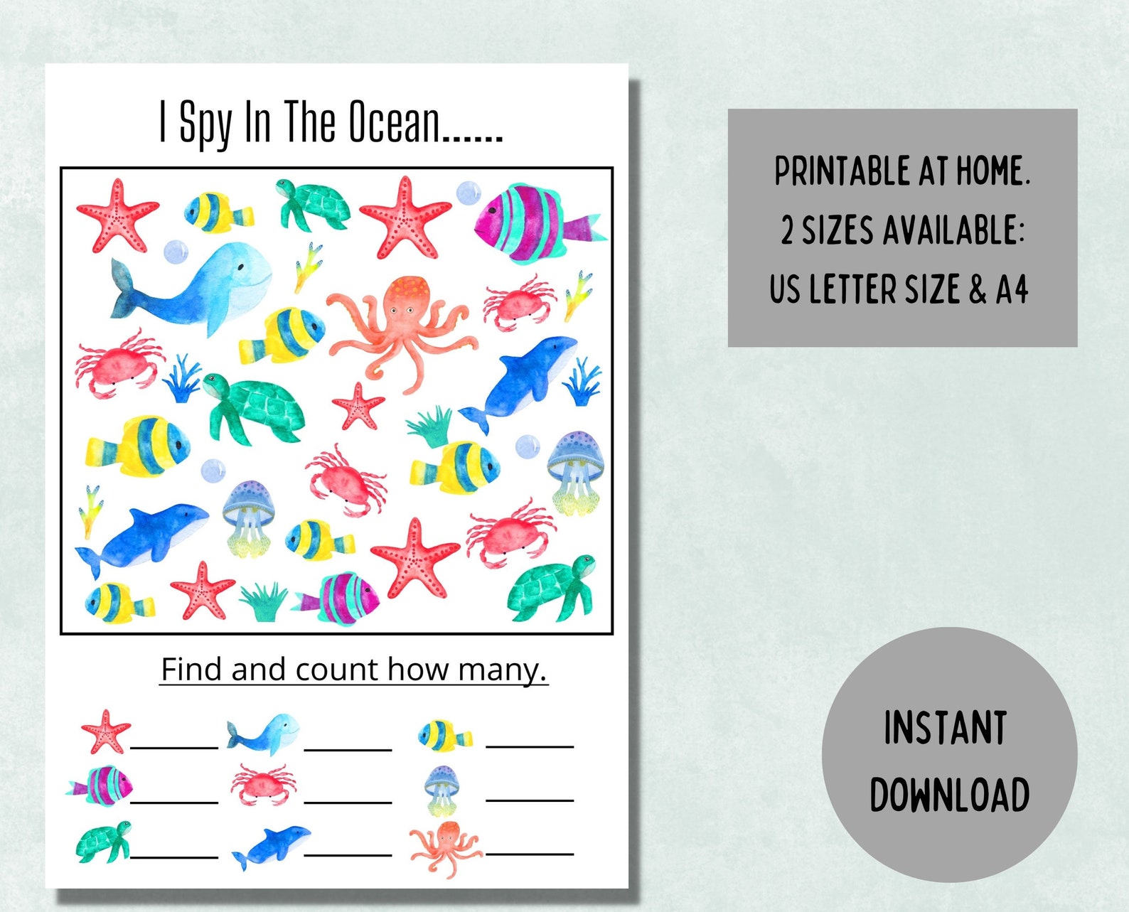 I Spy Game Printable Preschool Worksheets I Spy in the - Etsy