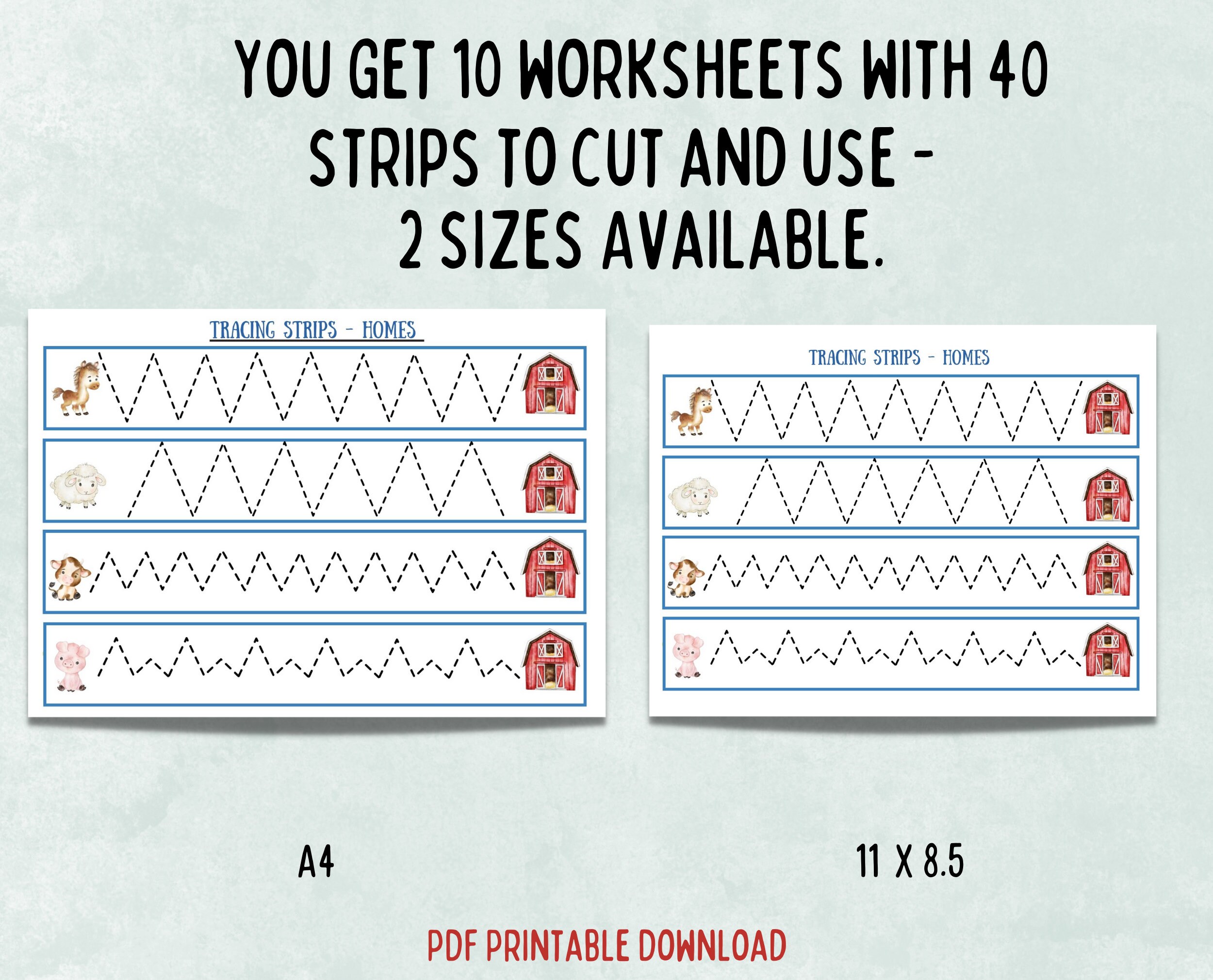 Tracing Strips Printable Tracing Practice Toddler Tracing - Etsy