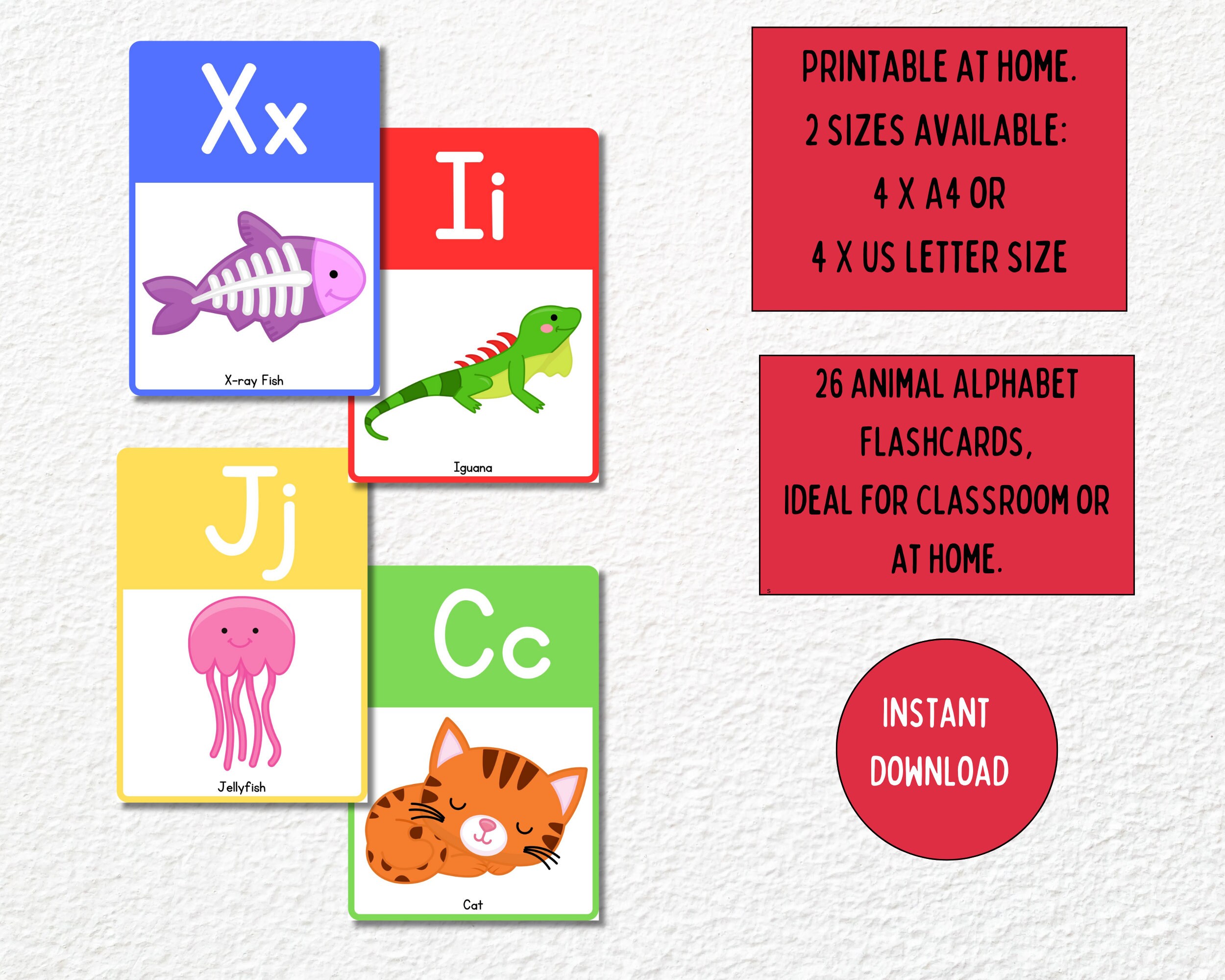 Alphabet Flashcards Printable, ABC Picture Cards, Preschool Alphabet ...