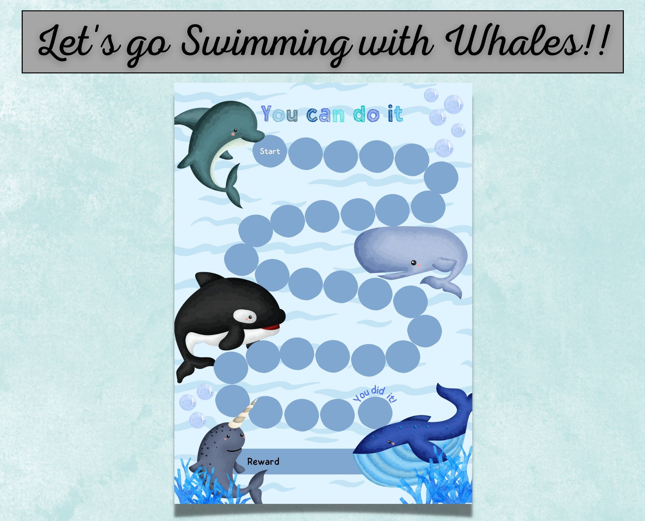 Whale Reward Chart Printable: Ocean Chore Chart for Kids (digital ...