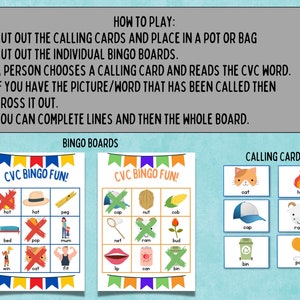 CVC Bingo Printable Game, CVC Worksheets, Learn to Read, Fun CVC ...