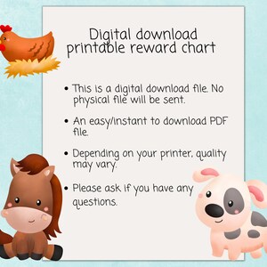 Printable Farm Reward Chart,kid Behaviour Chart,farm Animal Sticker ...
