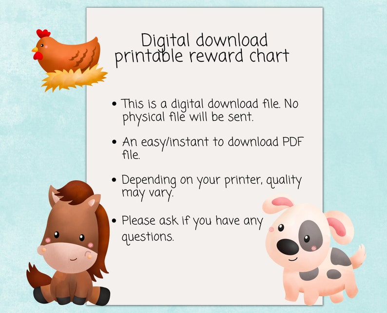 Printable Farm Reward Chart,kid Behaviour Chart,farm Animal Sticker ...