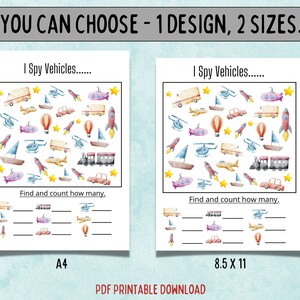 I Spy Game, Preschool Worksheets, I Spy Vehicles, Kindergarten ...