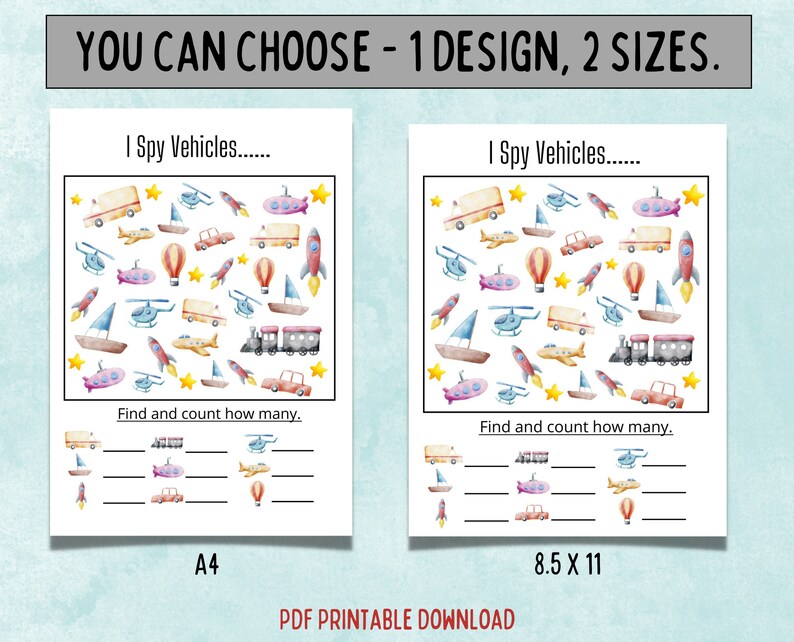 I Spy Game, Preschool Worksheets, I Spy Vehicles, Kindergarten ...