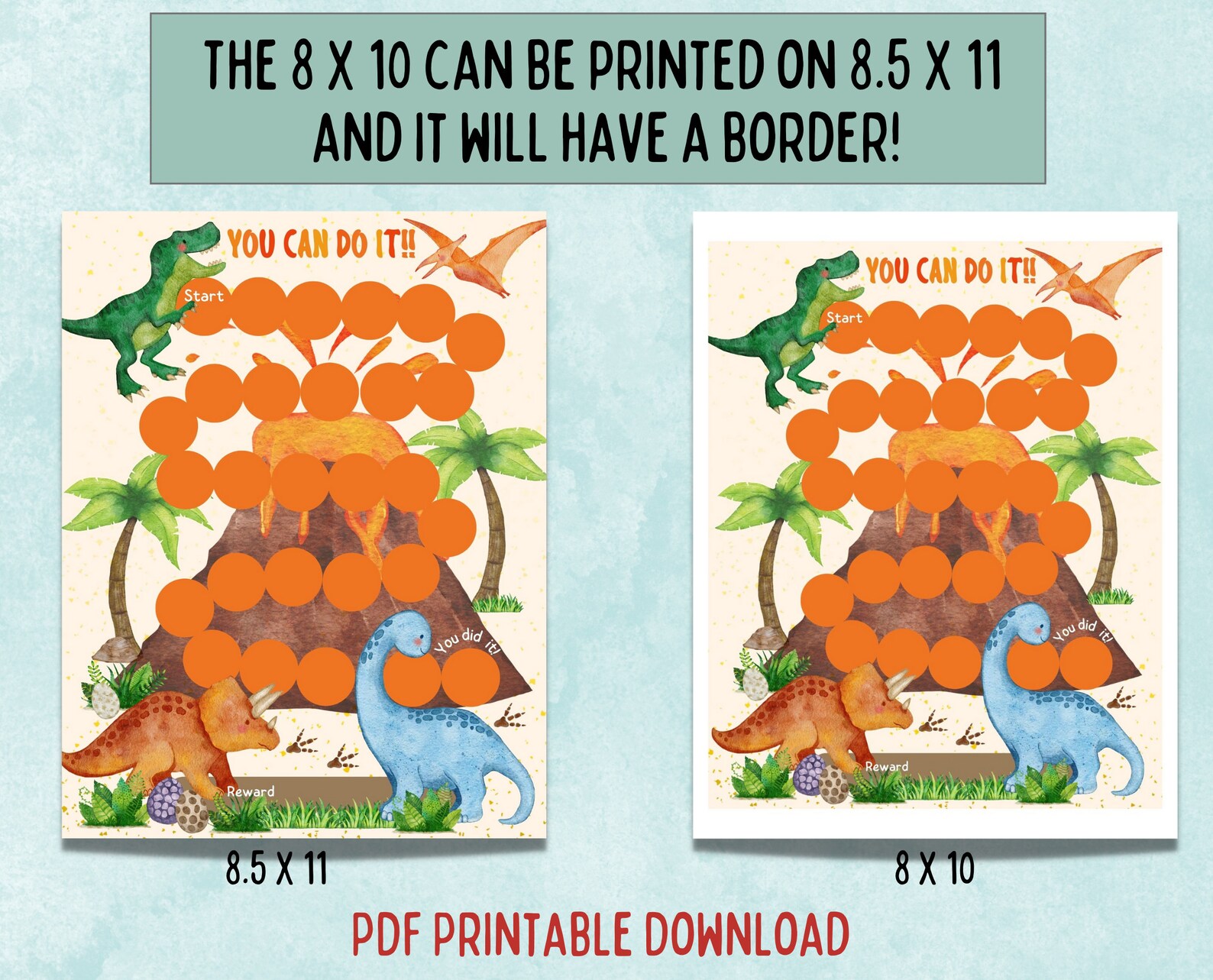 Dinosaur Reward Chart Printable, Dinosaur Sticker Chart, Toddler Chore ...