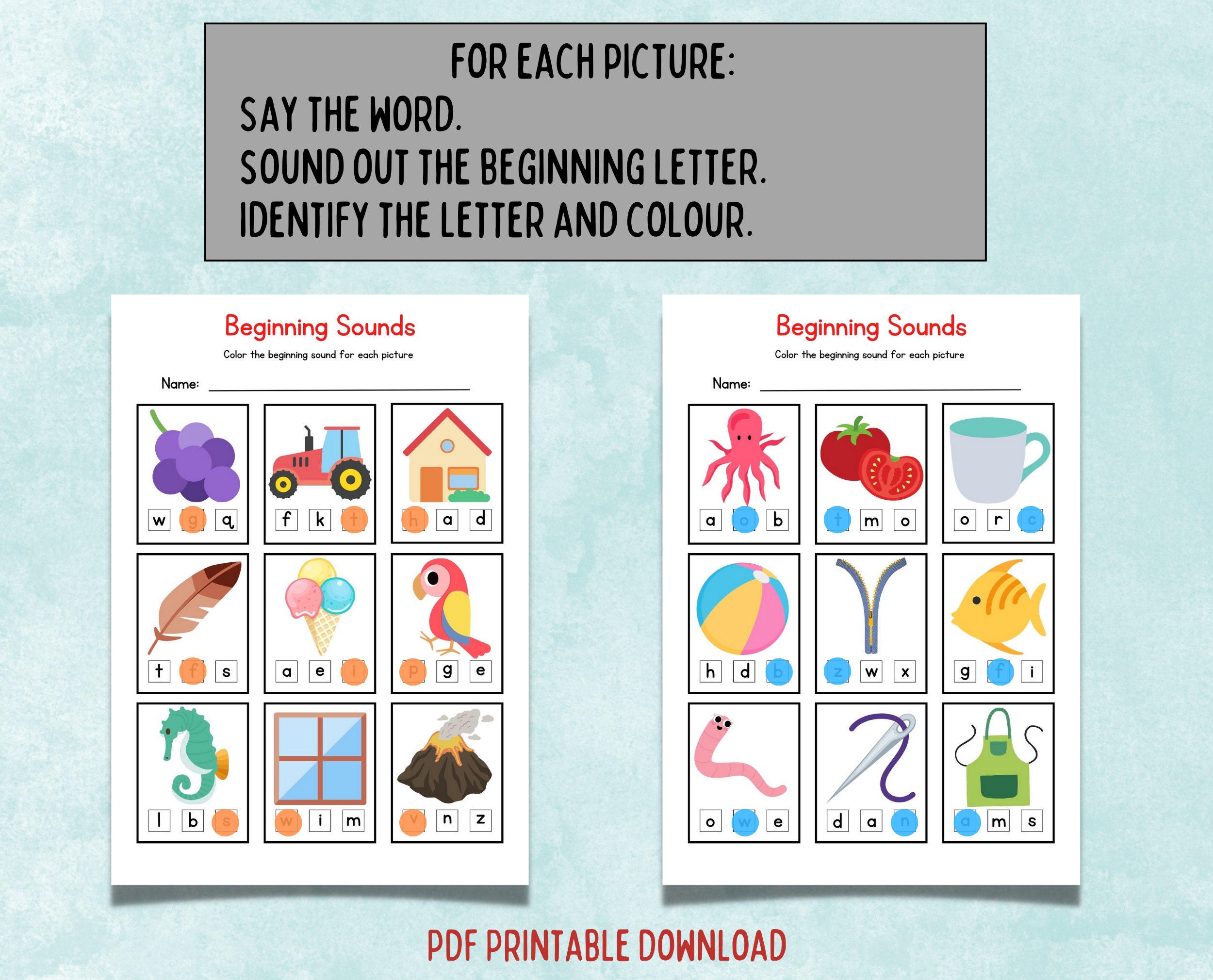Beginning Sounds Worksheets, Early Learning Phonics Worksheets ...