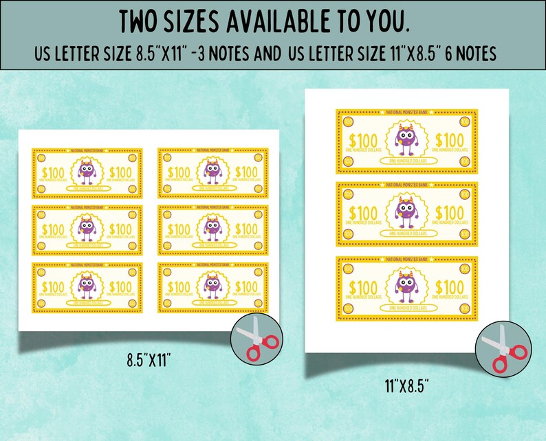 Printable Monster Play Money: Kids Role Play, Homeschool (digital ...
