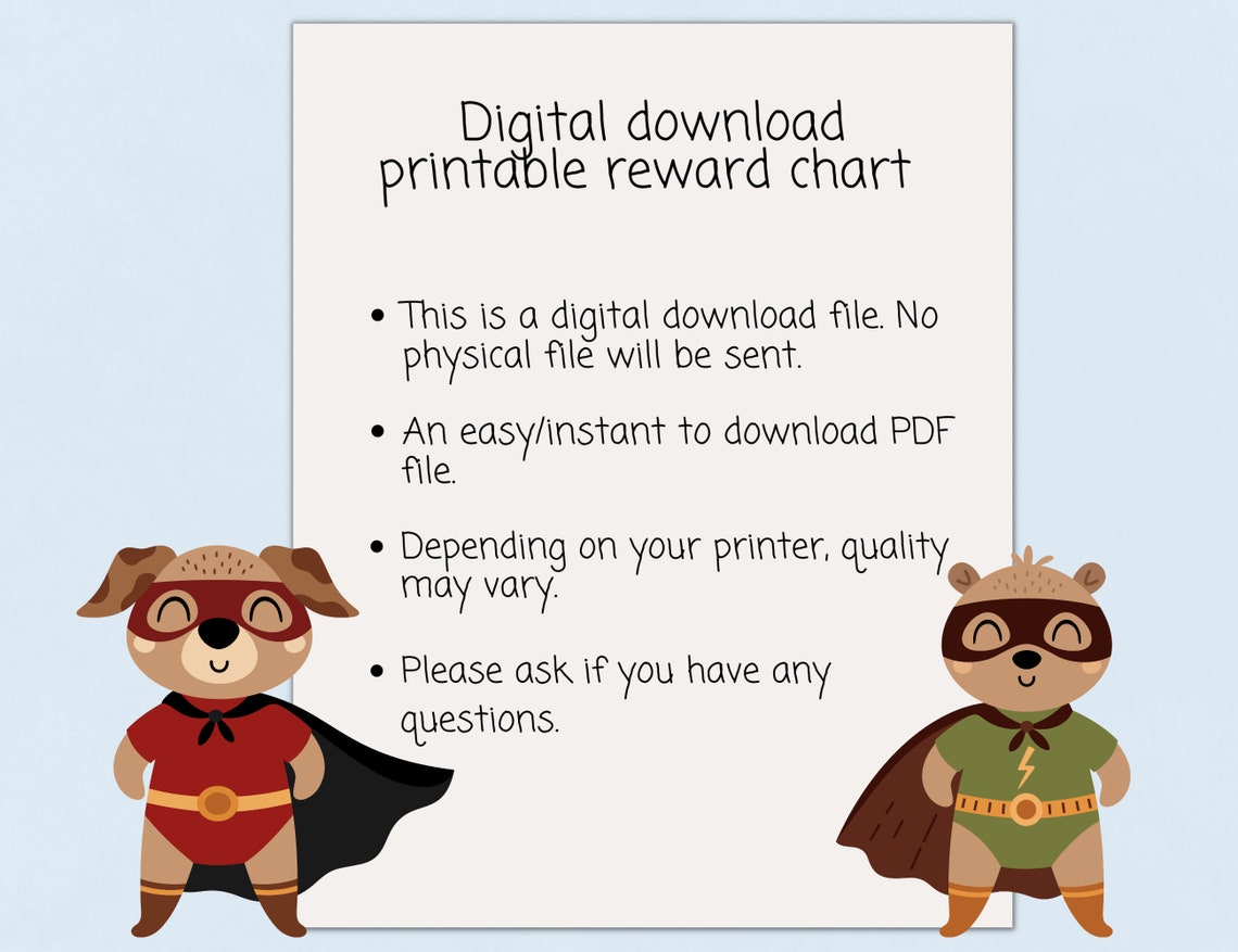 Superhero Reward Chart Printable, Daily Chore Chart Kids, Superhero ...