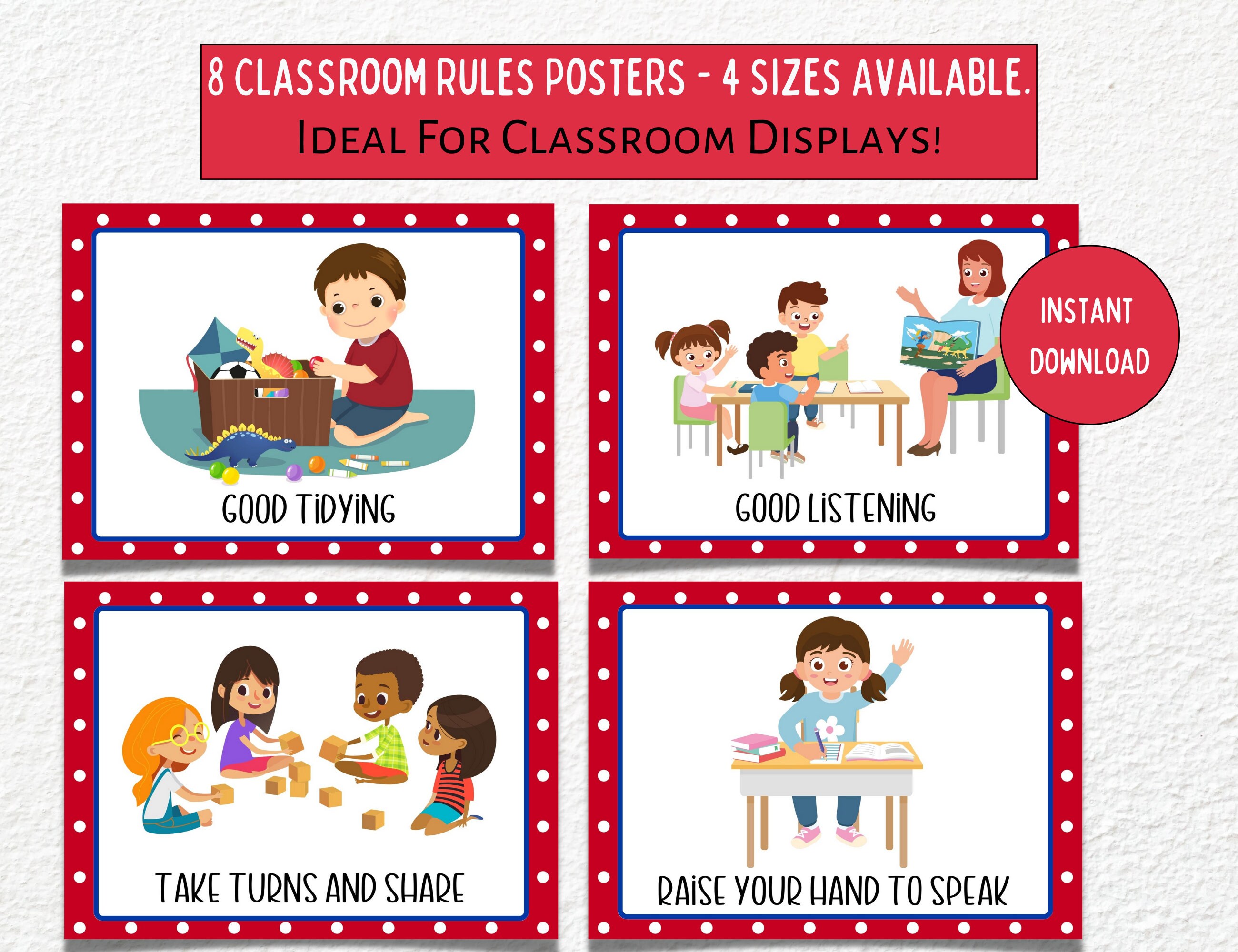 Classroom Rules Poster Pack Printable,classroom Rules Display,bulletin Board Posters,teacher ...
