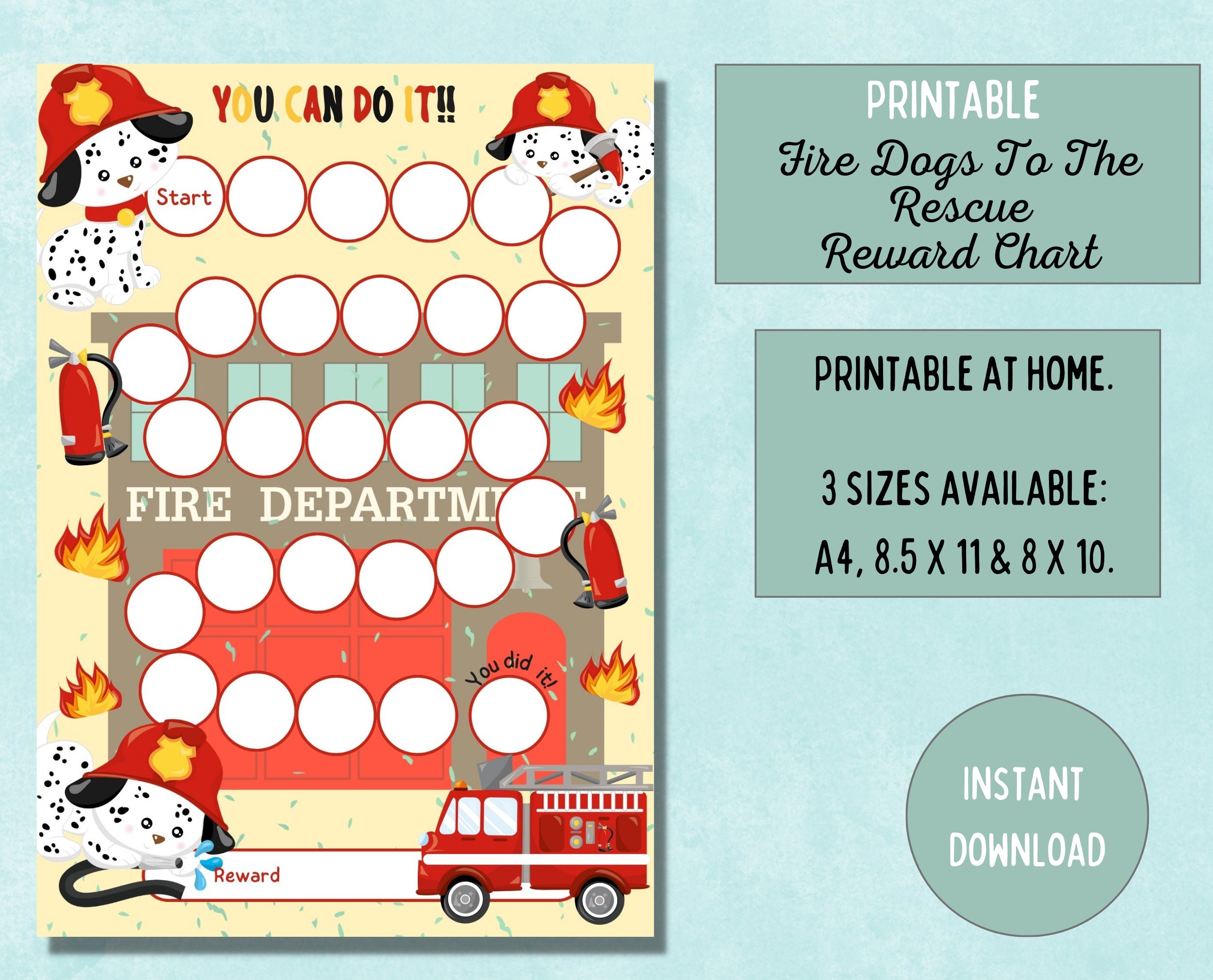 Printable Fire Dog Reward Chart, Daily Chore Chart, Kids Routine ...