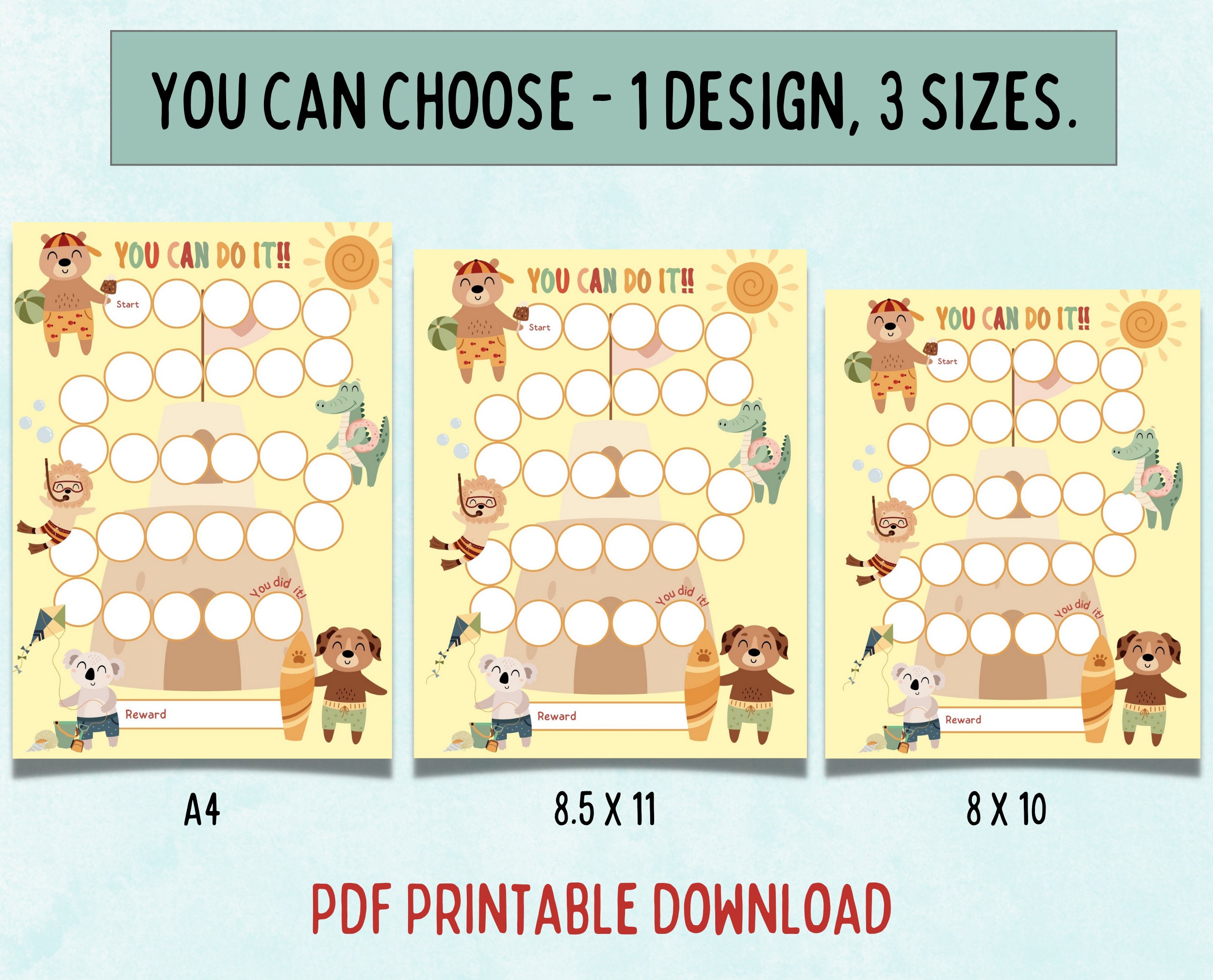 Summer Reward Chart for Kids Printable Beach Sticker Chart - Etsy Australia