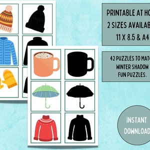 Winter Shadow Matching Game: Printable Kids Activity (PDF) - Etsy Canada