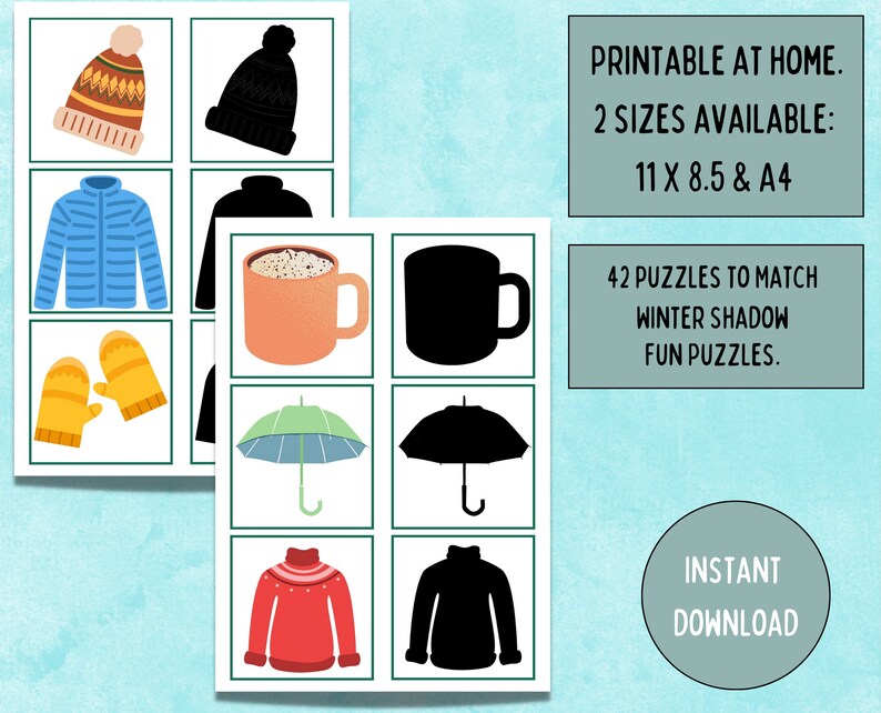 Winter Shadow Matching Game: Printable Kids Activity (PDF) - Etsy Canada