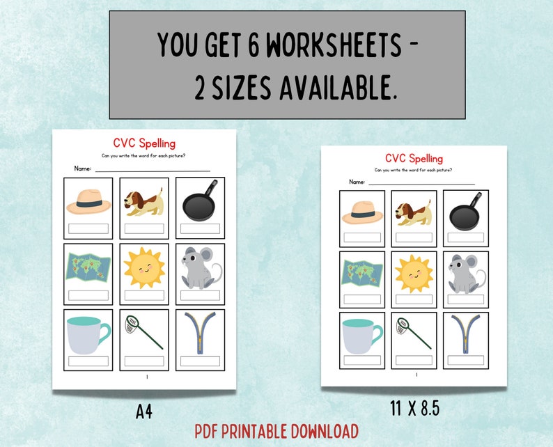 CVC Word Picture Cards: Phonics Worksheets, Learn to Read (digital ...