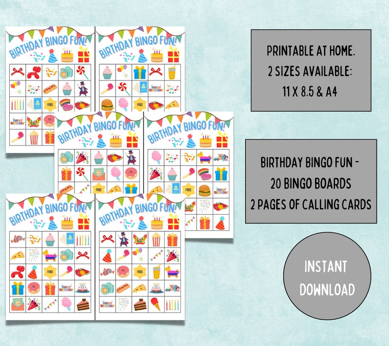 Birthday Bingo Printable Game,birthday Bingo, Birthday Kids Activities ...