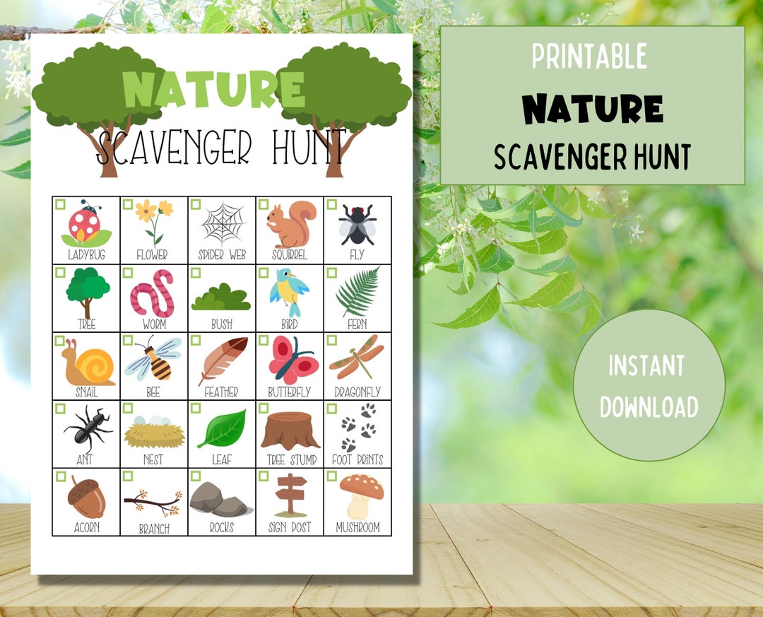 Printable Nature Scavenger Hunt, Nature Look and Find, Summer Vacation ...
