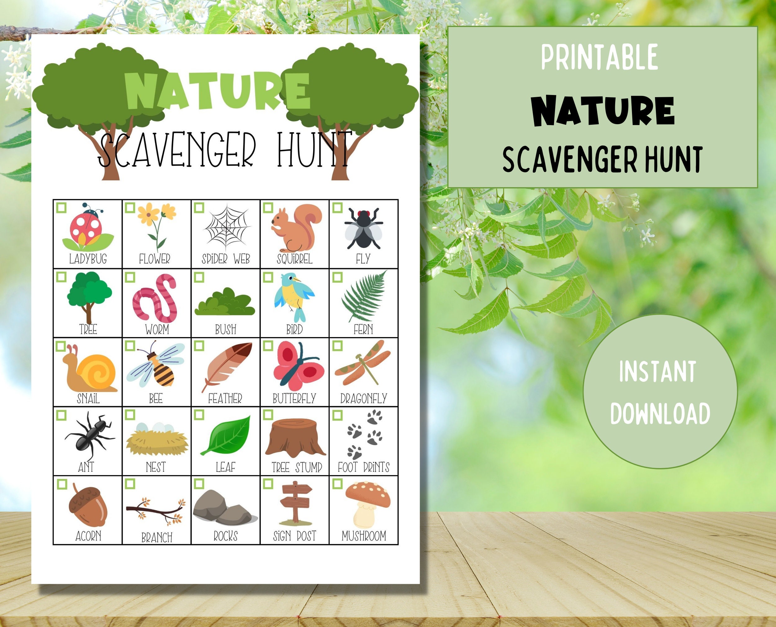 Printable Nature Scavenger Hunt, Nature Look and Find, Summer Vacation ...