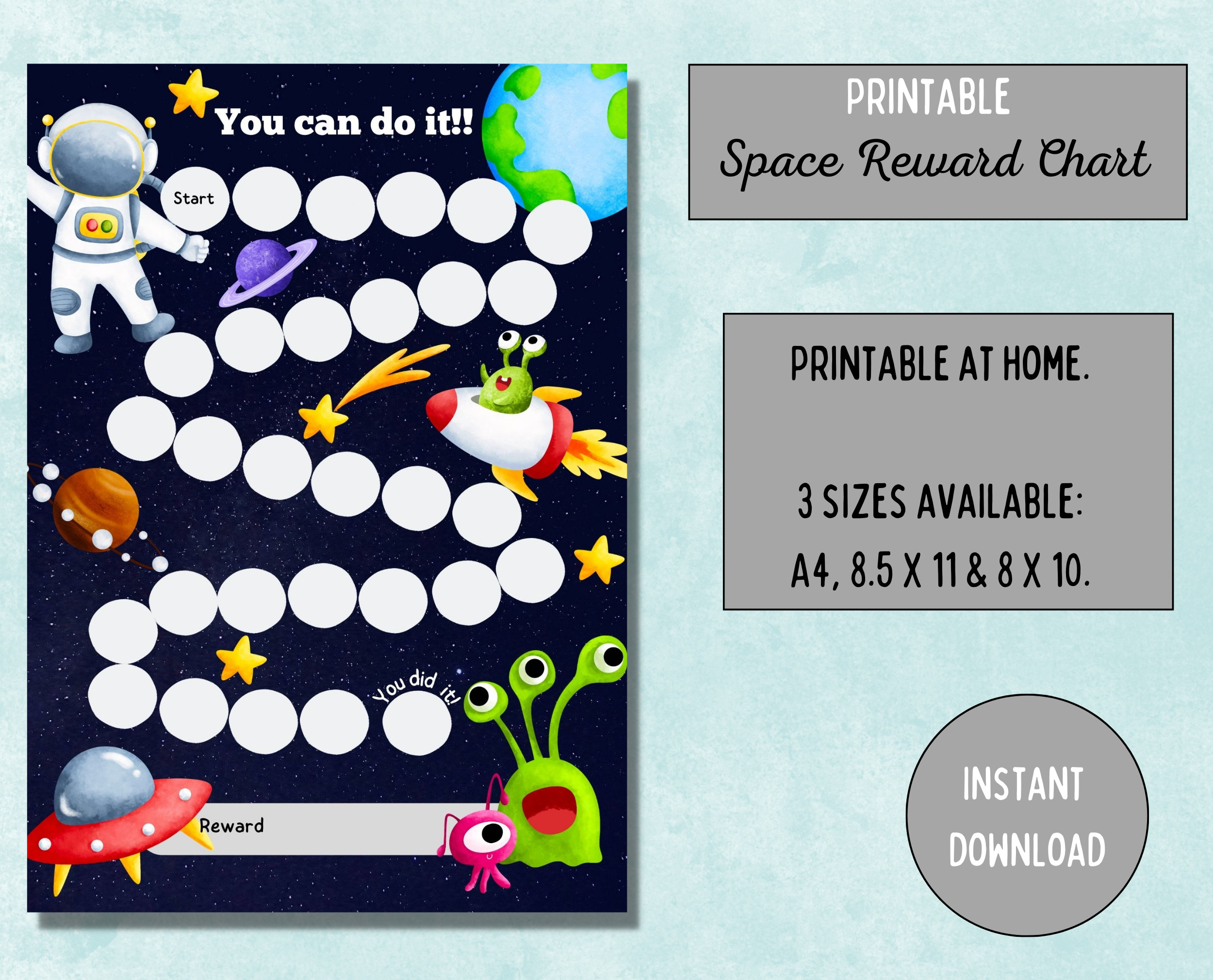 Outer Space Reward Chart Printable, Astronaut Sticker Chart, Daily ...