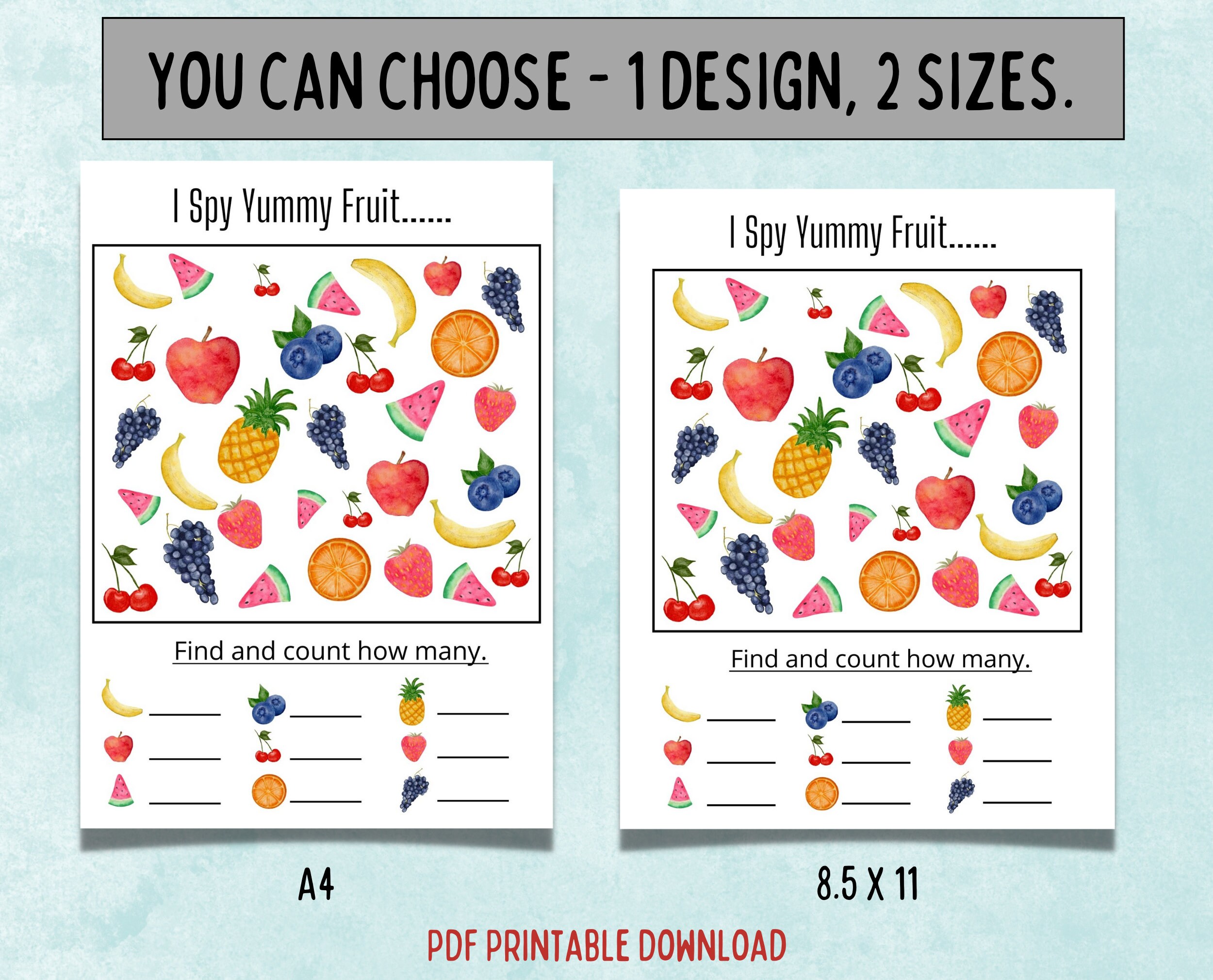 I Spy Game, Preschool Worksheets, I Spy Fruit, Kindergarten Printable ...
